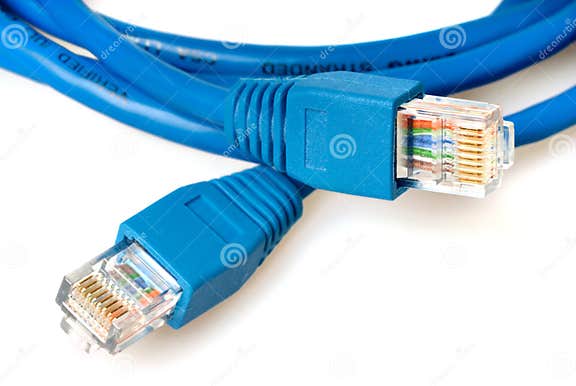 Blue Network Cable with Jack Stock Photo - Image of broadband ...
