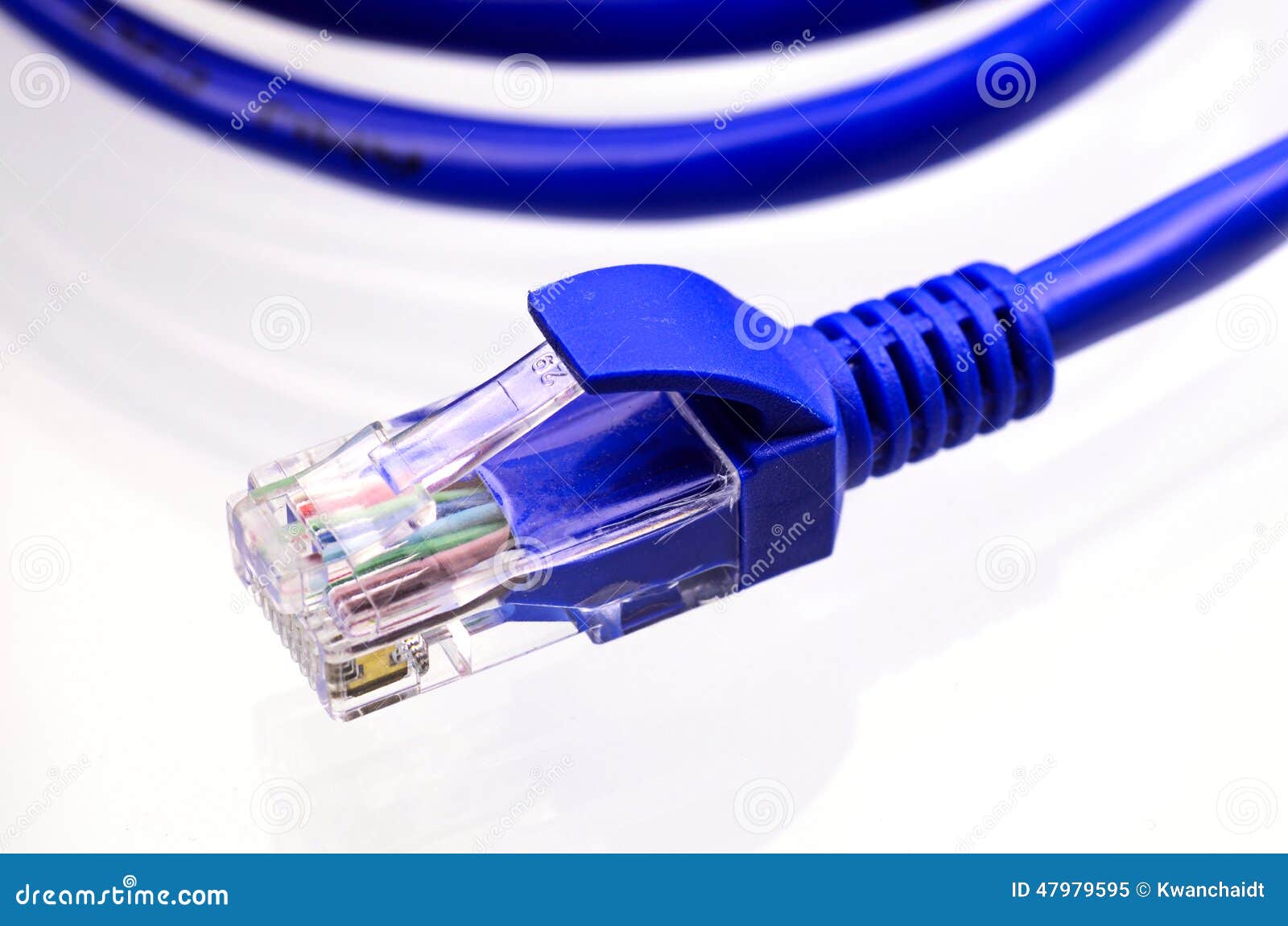 Blue Network Cable on White Background Stock Image - Image of computer ...