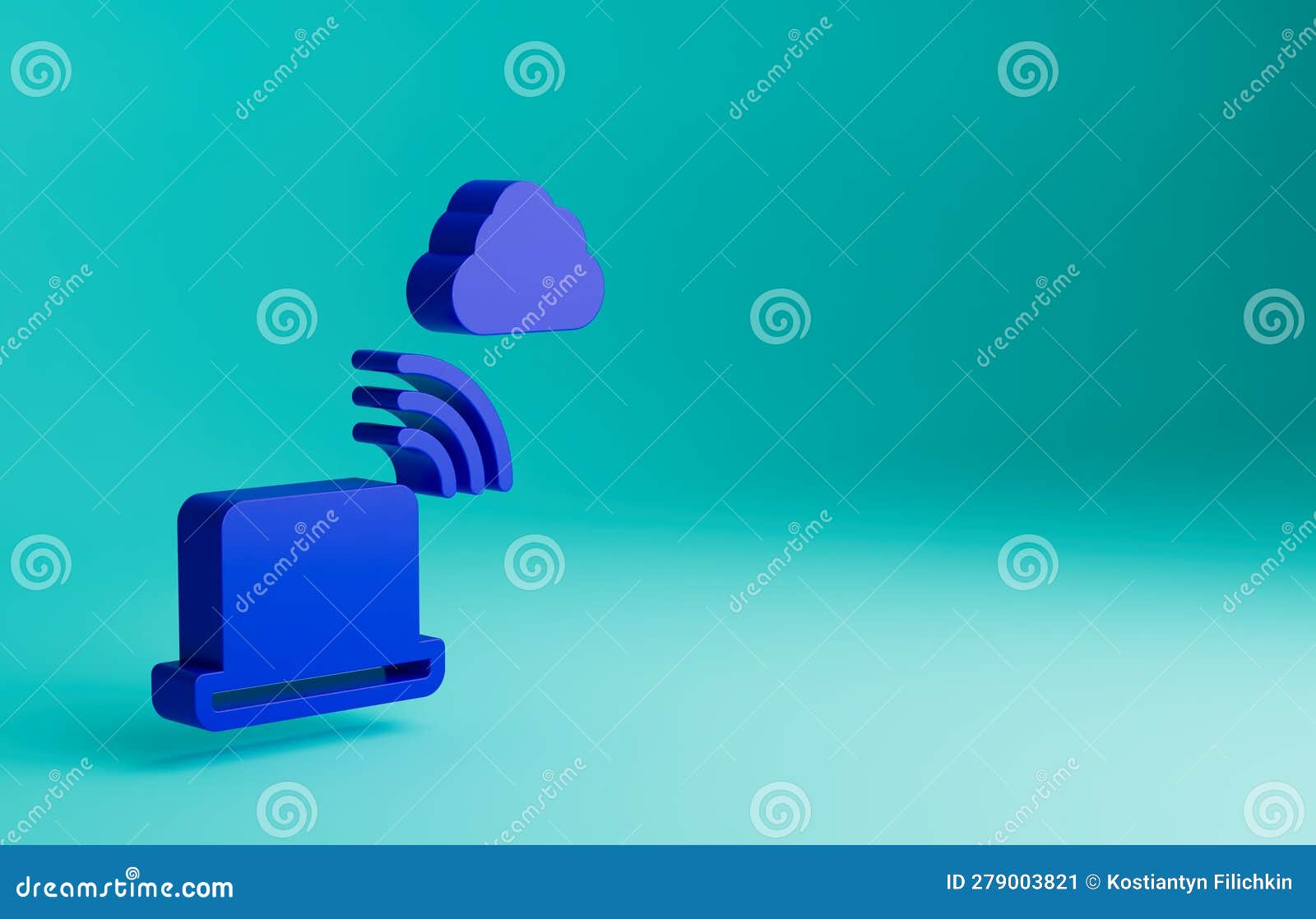 Blue Network Cloud Connection Icon Isolated on Blue Background. Social ...