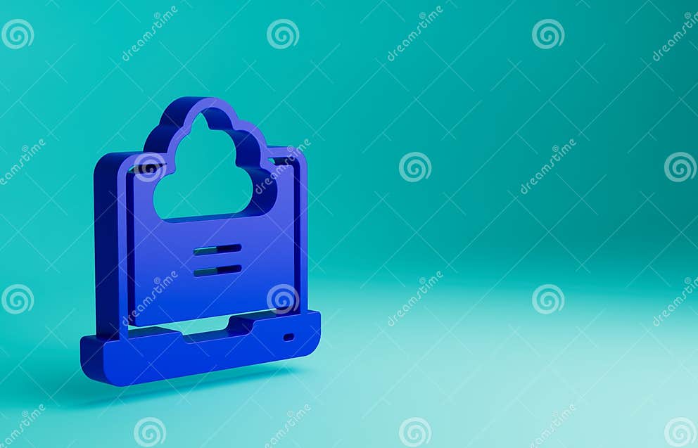 Blue Network Cloud Connection Icon Isolated on Blue Background. Social ...