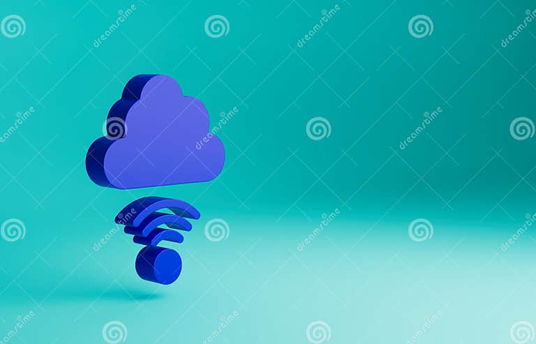 Blue Network Cloud Connection Icon Isolated on Blue Background. Social ...
