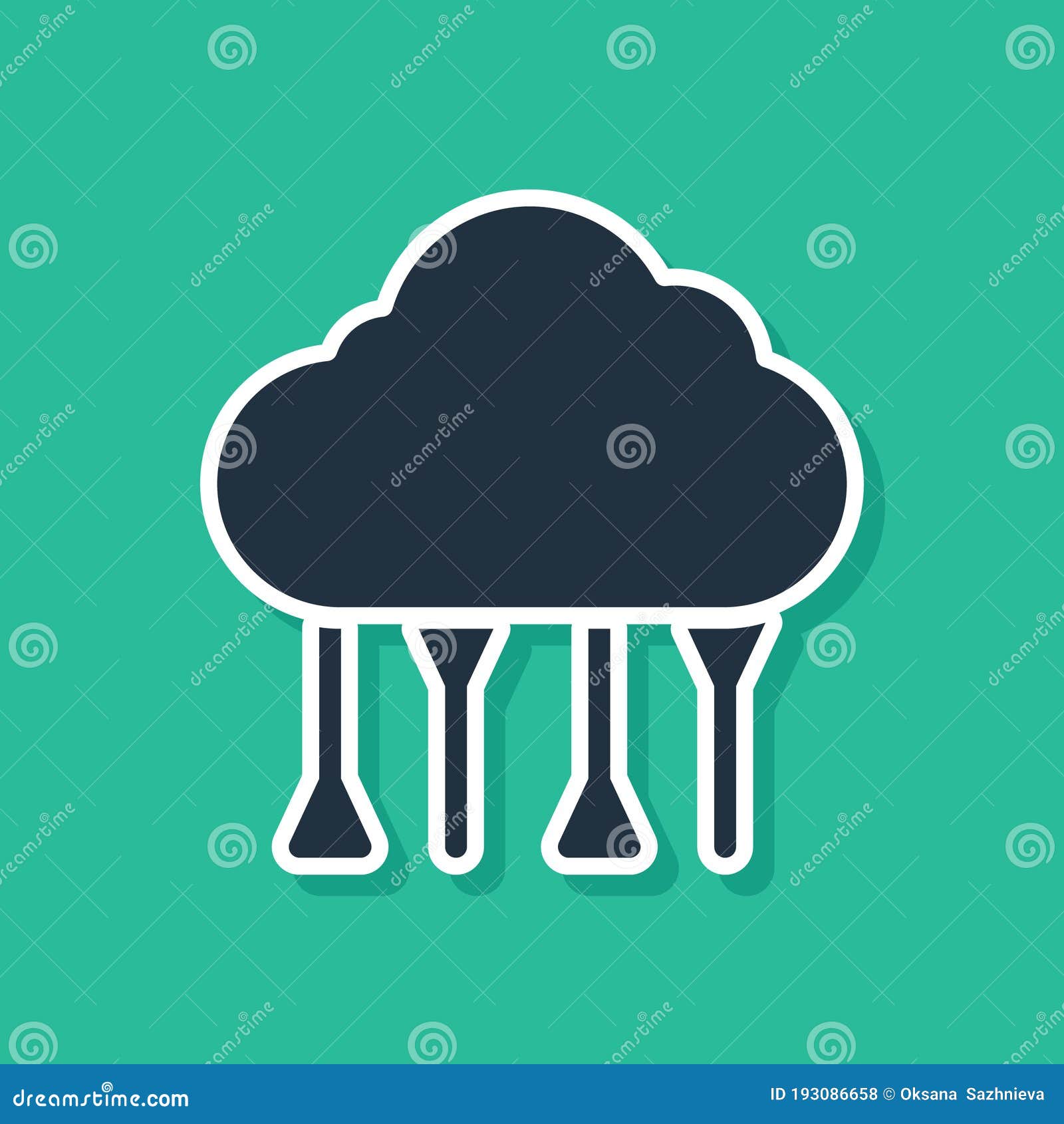 Blue Network Cloud Connection Icon Isolated on Green Background. Social ...