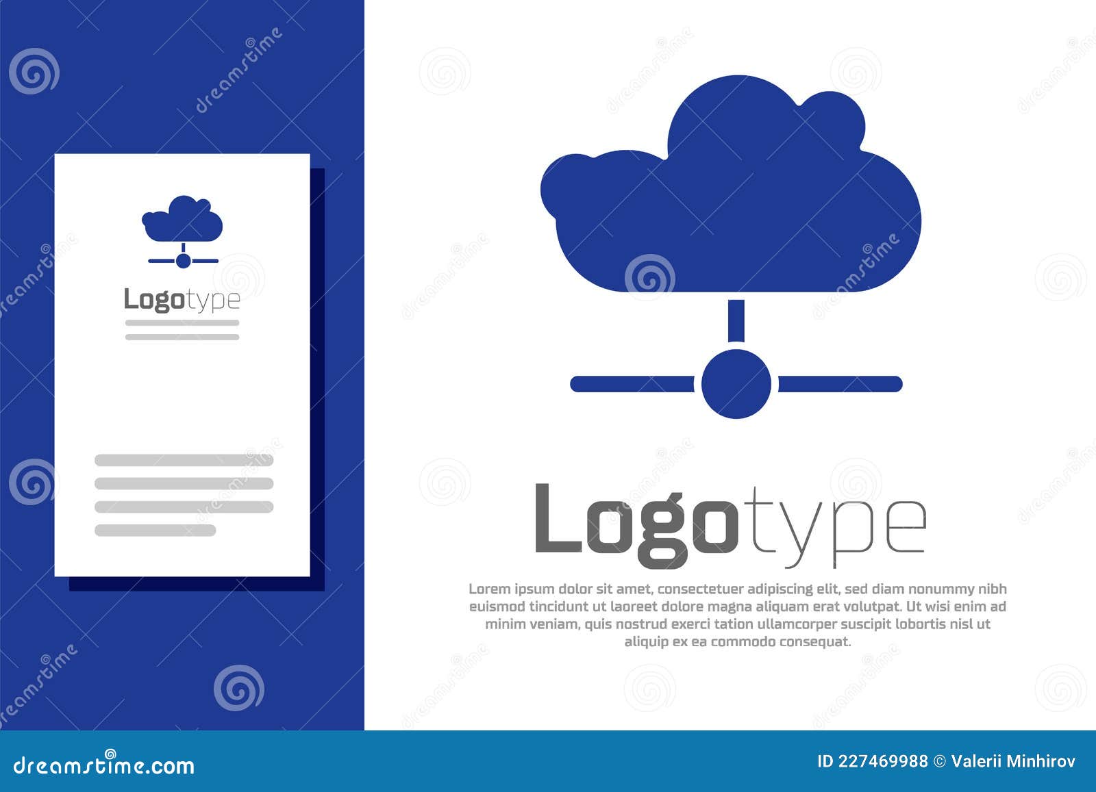 Blue Network Cloud Connection Icon Isolated on White Background. Social ...