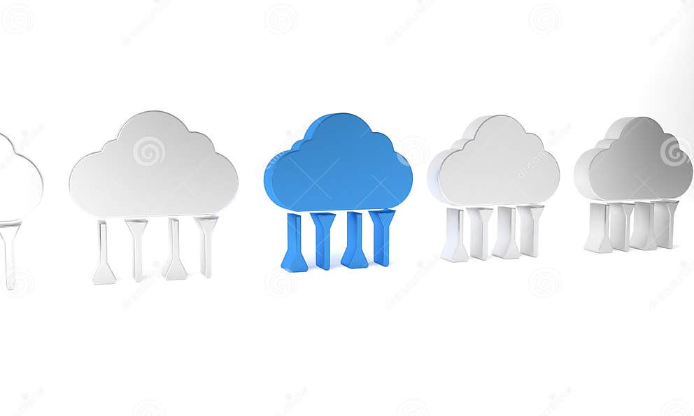 Blue Network Cloud Connection Icon Isolated on White Background. Social ...