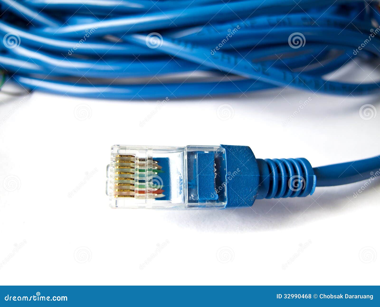 Blue network LAN cable stock photo. Image of information - 32990468