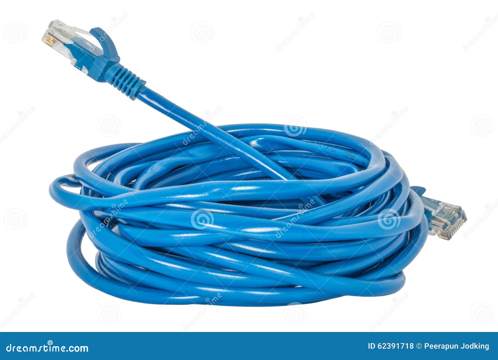 Blue Network LAN Cable on a White Blackground Stock Photo - Image of ...