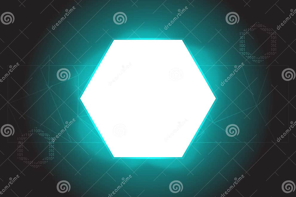 Blue Network Light Code of Hexagon with Code Abstract Technology ...