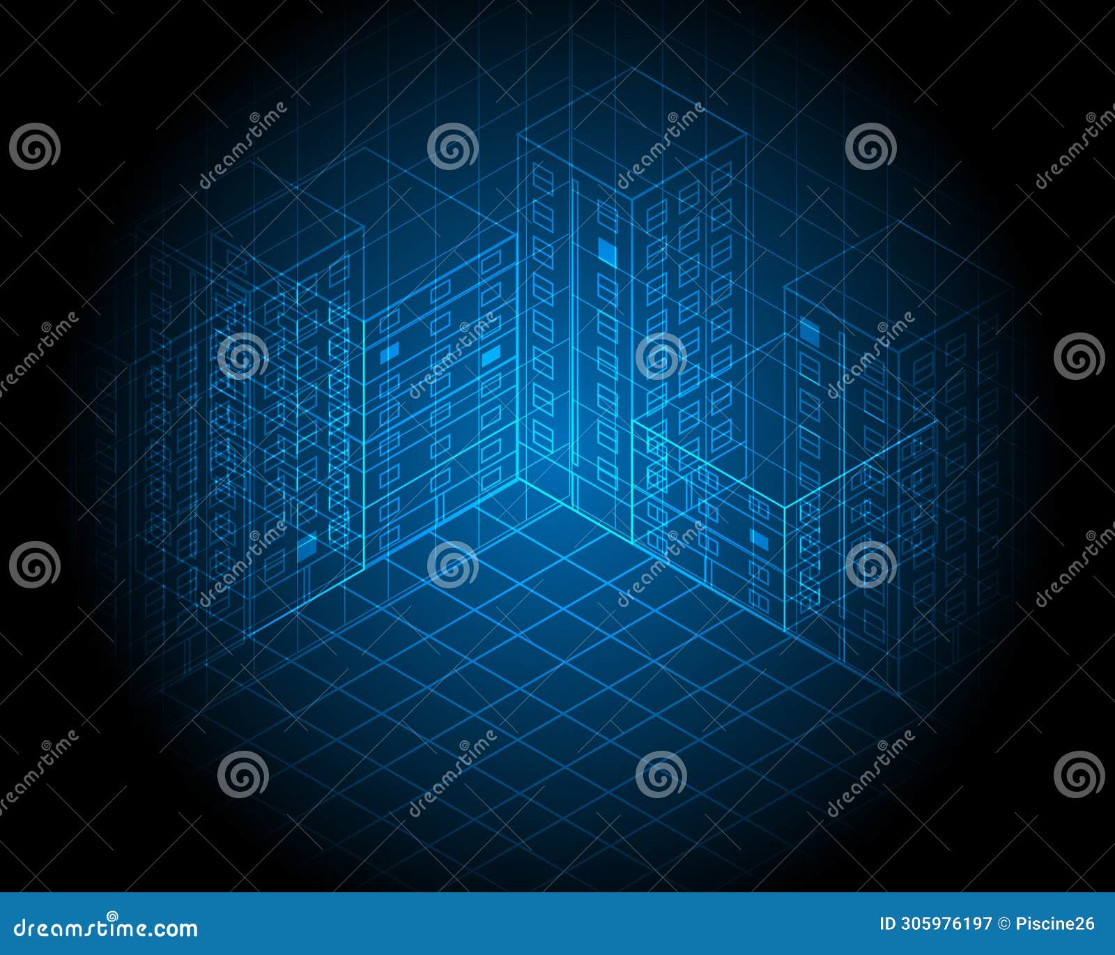 Blue Network Light of Start Up Building Technology Background Stock ...