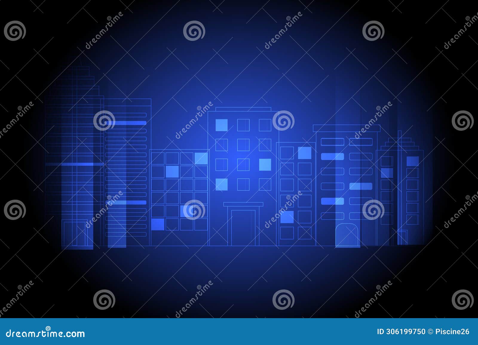 Blue Network Light of Start Up Building Technology Background Stock ...