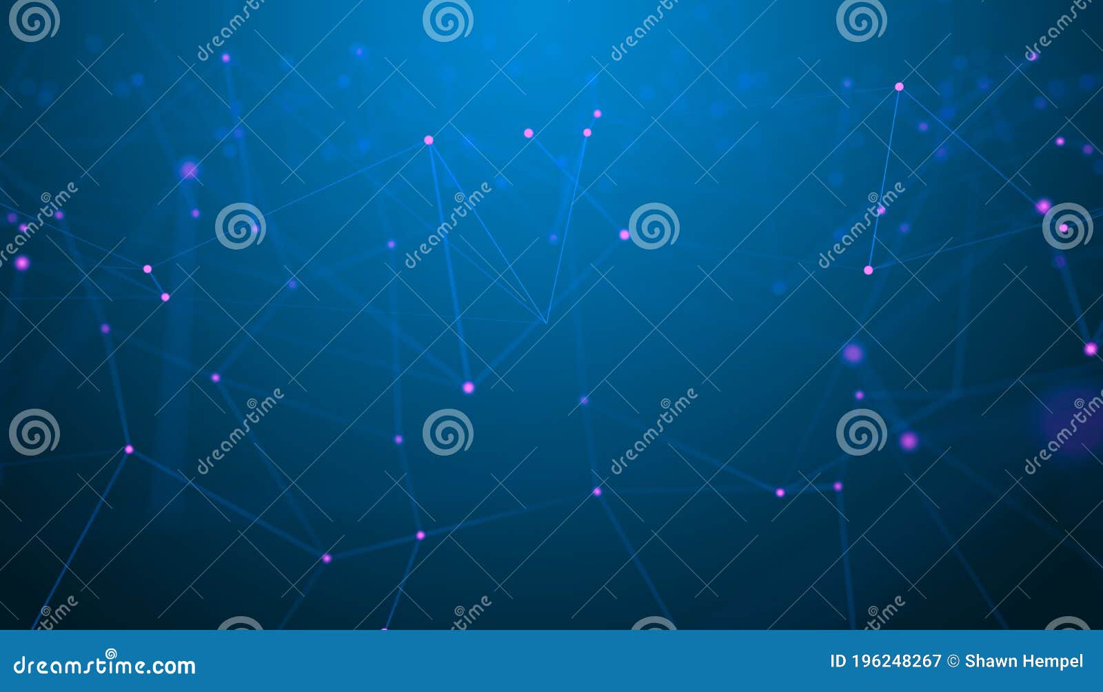 Blue Network Mesh Grid Wireframe with Pink Particle Dots Over Blue ...