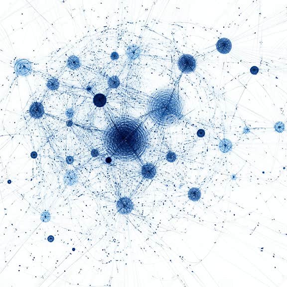 Blue Network Nodes and Connections Representing Complex Data Structure Stock Image - Image of ...