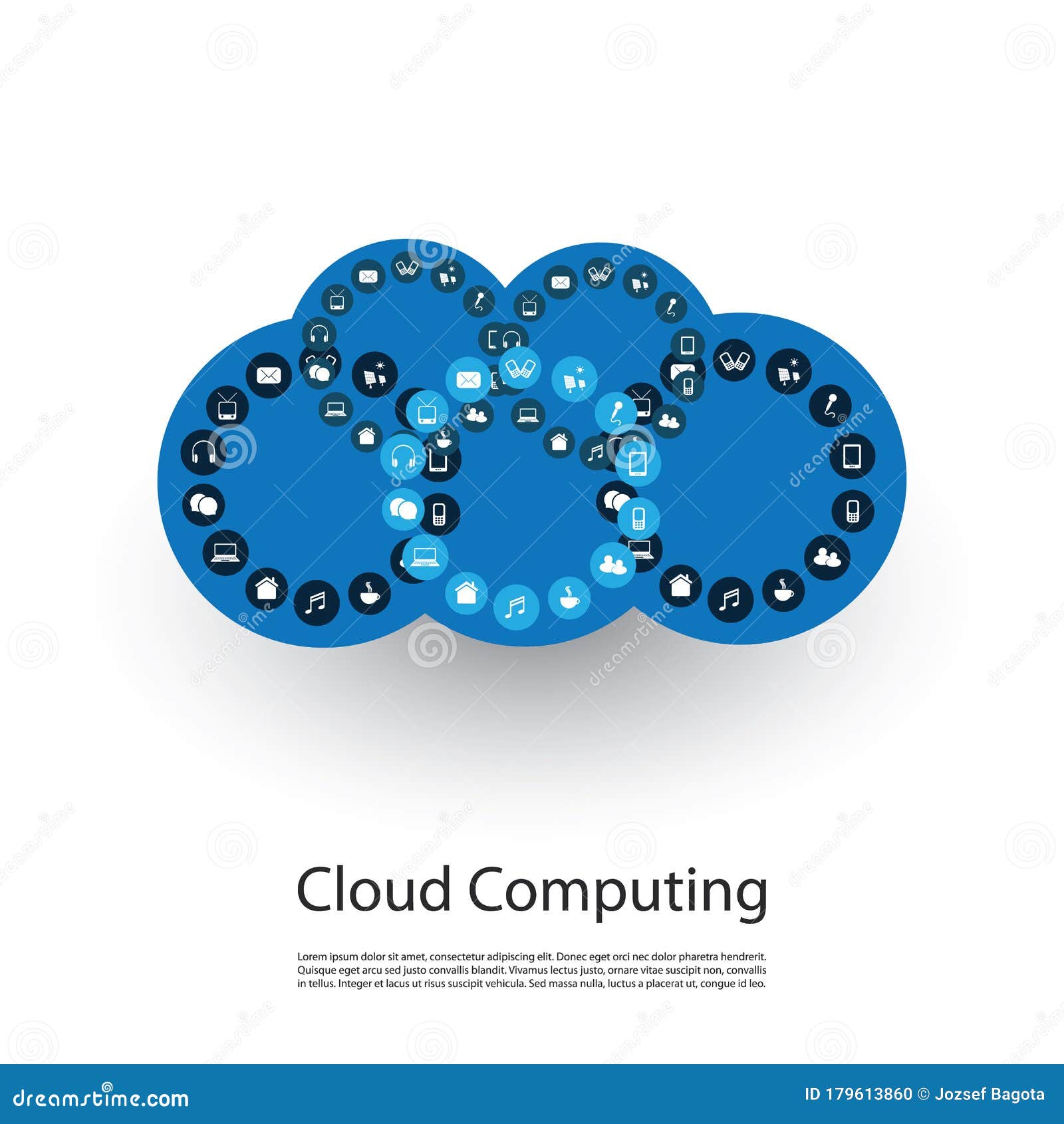 Blue Networks, IoT and Cloud Computing Concept Design with Icons Stock ...