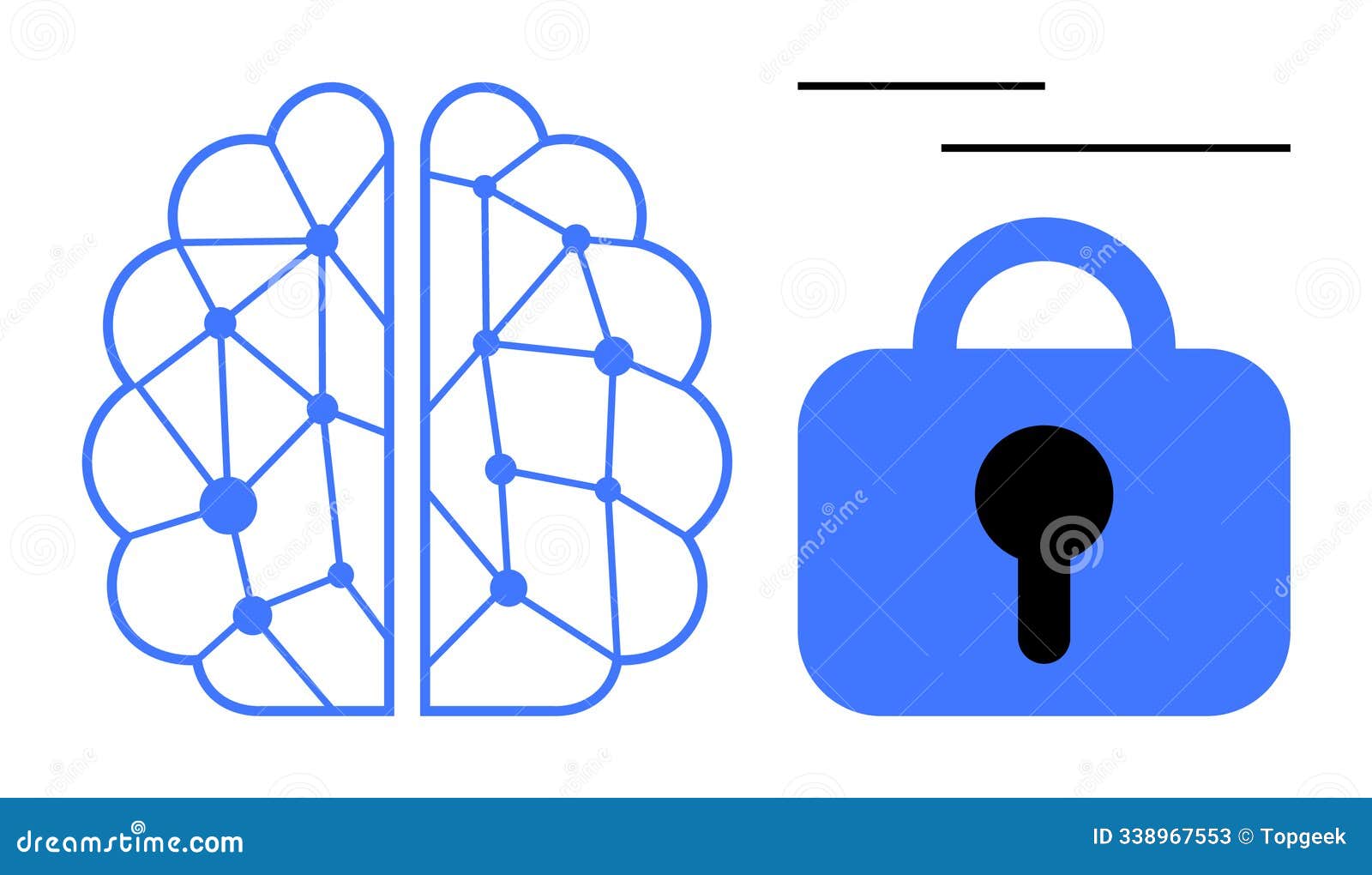 Neural Network Brain and Lock Symbolizing Cybersecurity and Machine ...