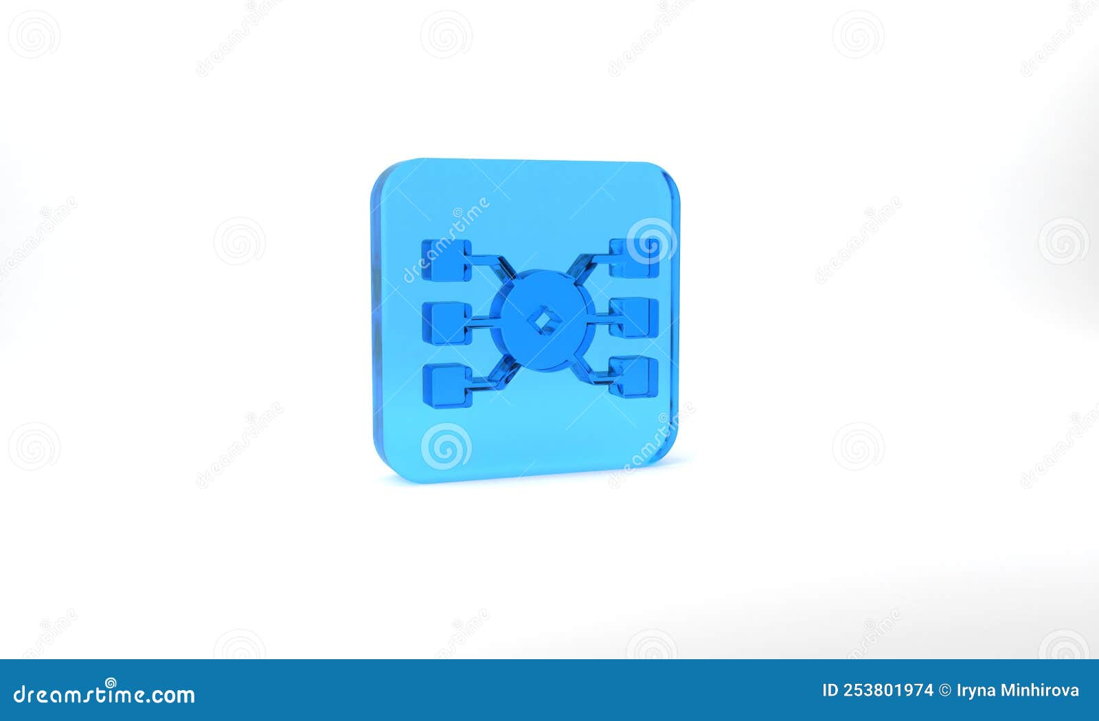 Blue Neural Network Icon Isolated on Grey Background. Artificial ...