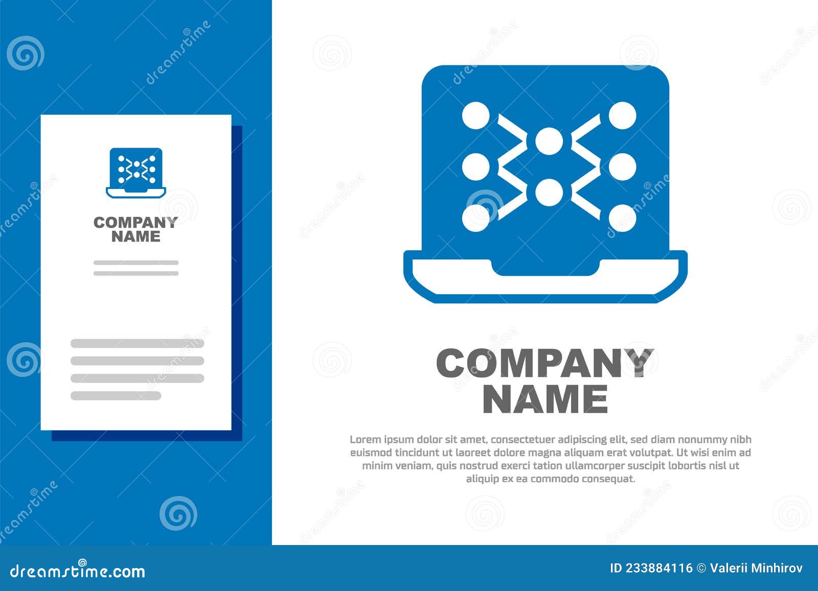 Blue Neural Network Icon Isolated on White Background. Artificial ...