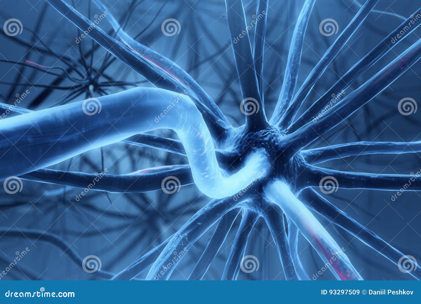 Blue neuron background stock illustration. Illustration of network ...