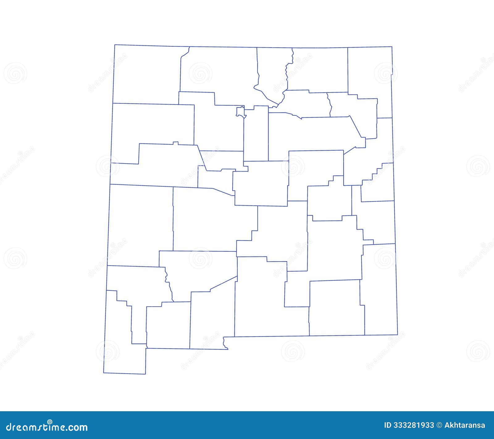 Blue New Mexico Administrative Map with Counties Stock Illustration ...