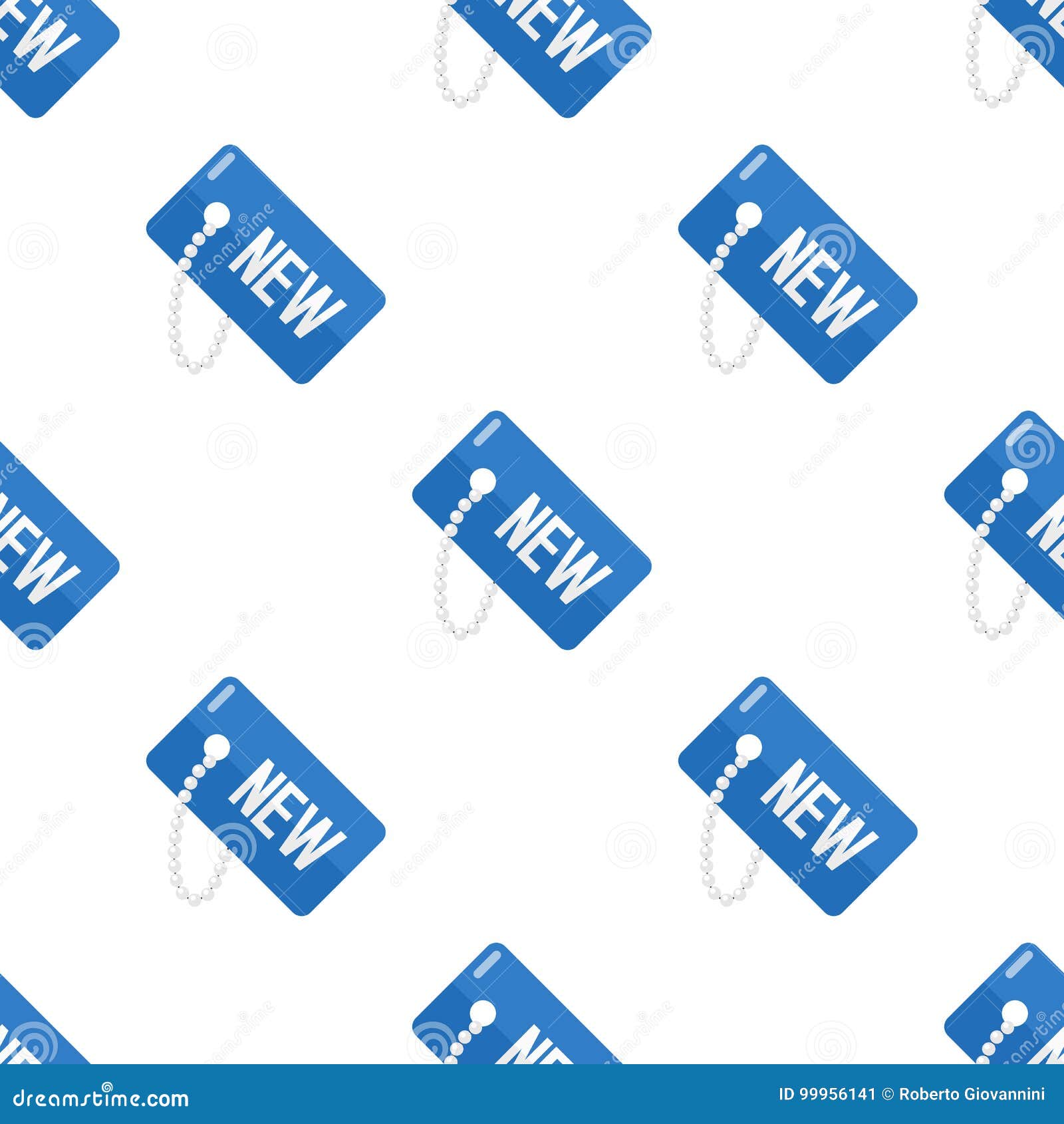Blue New Tag Flat Icon Seamless Pattern Stock Vector - Illustration of ...