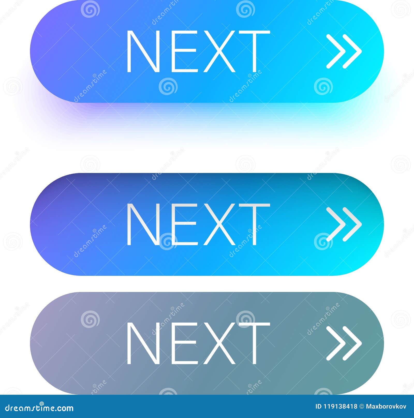 Blue Next Web Buttons with Arrow Isolated on White. Stock Vector ...