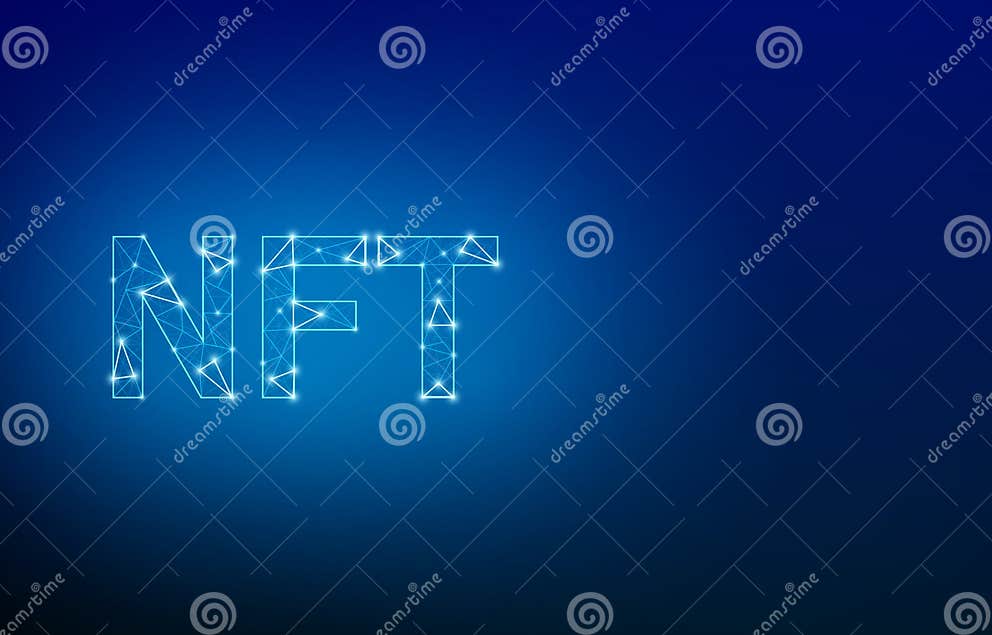 Blue NFT Concept from Polygonal Mesh. Stock Vector - Illustration of ...