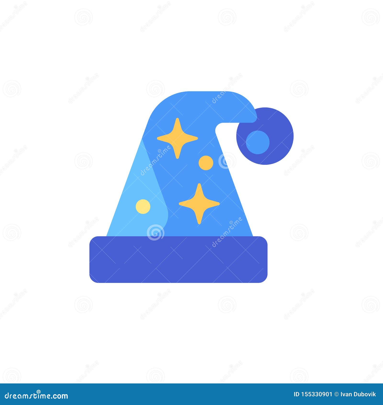 Blue Night Cap with Stars. Sleeping Hat Flat Icon Stock Vector - Illustration of bedtime, dream ...