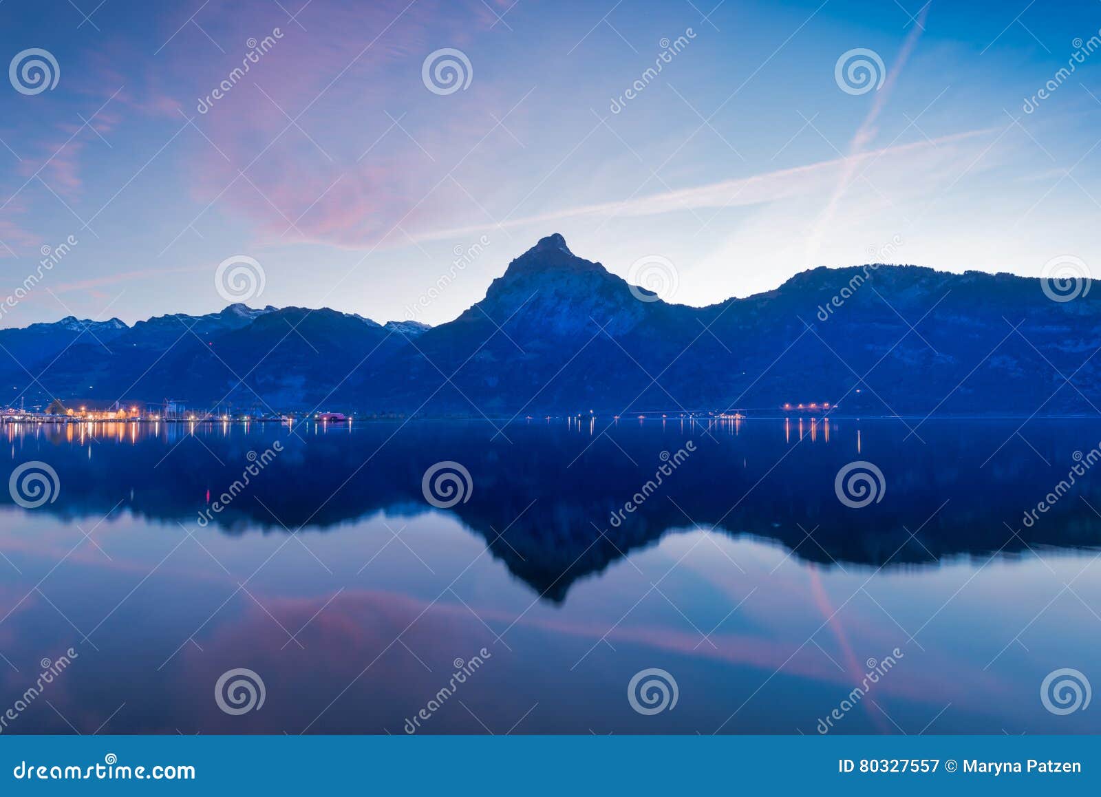 Blue night. stock image. Image of sunset, nature, switzerland - 80327557