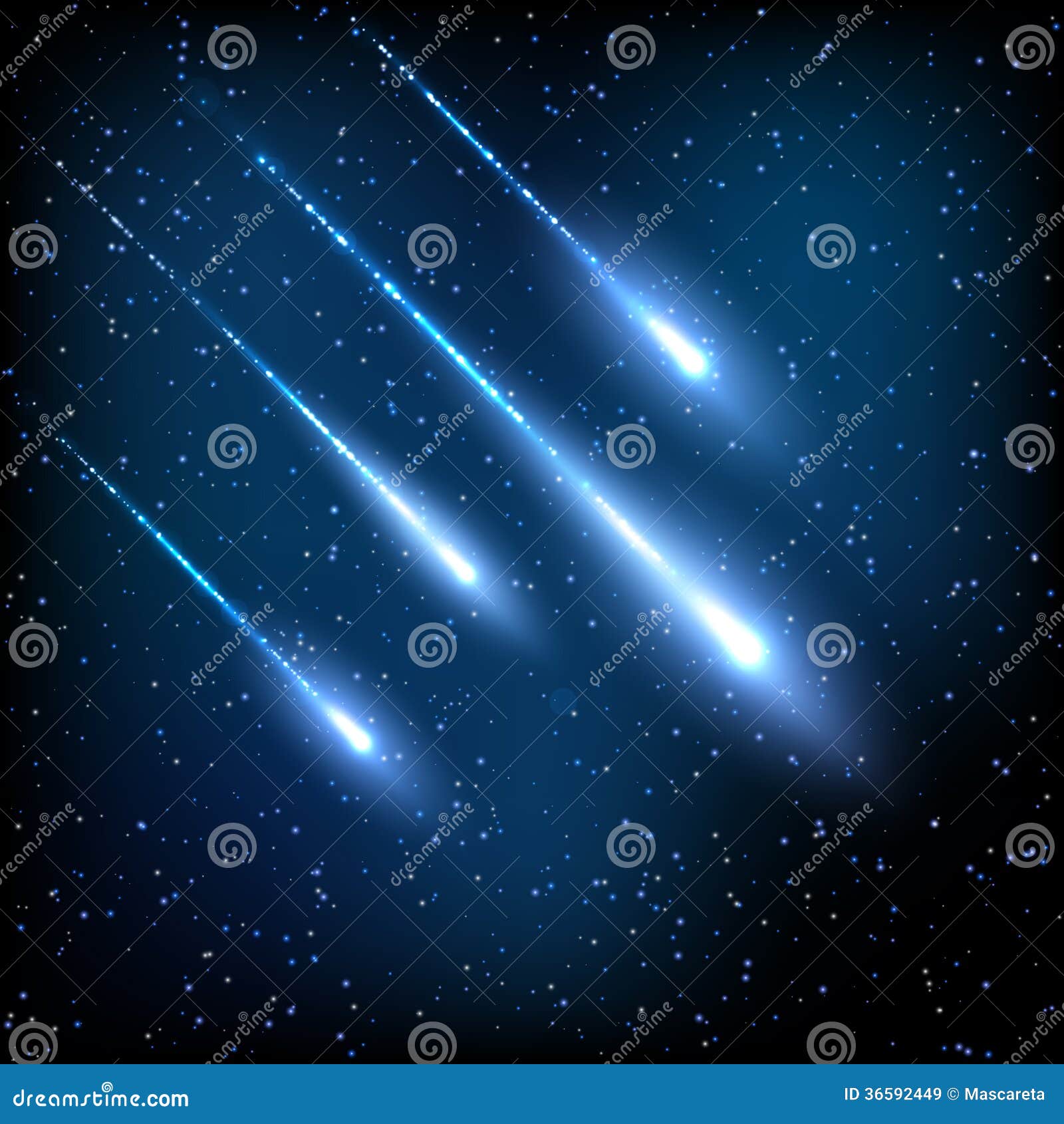 Blue Night Sky with Shooting Stars Stock Vector - Illustration of ...