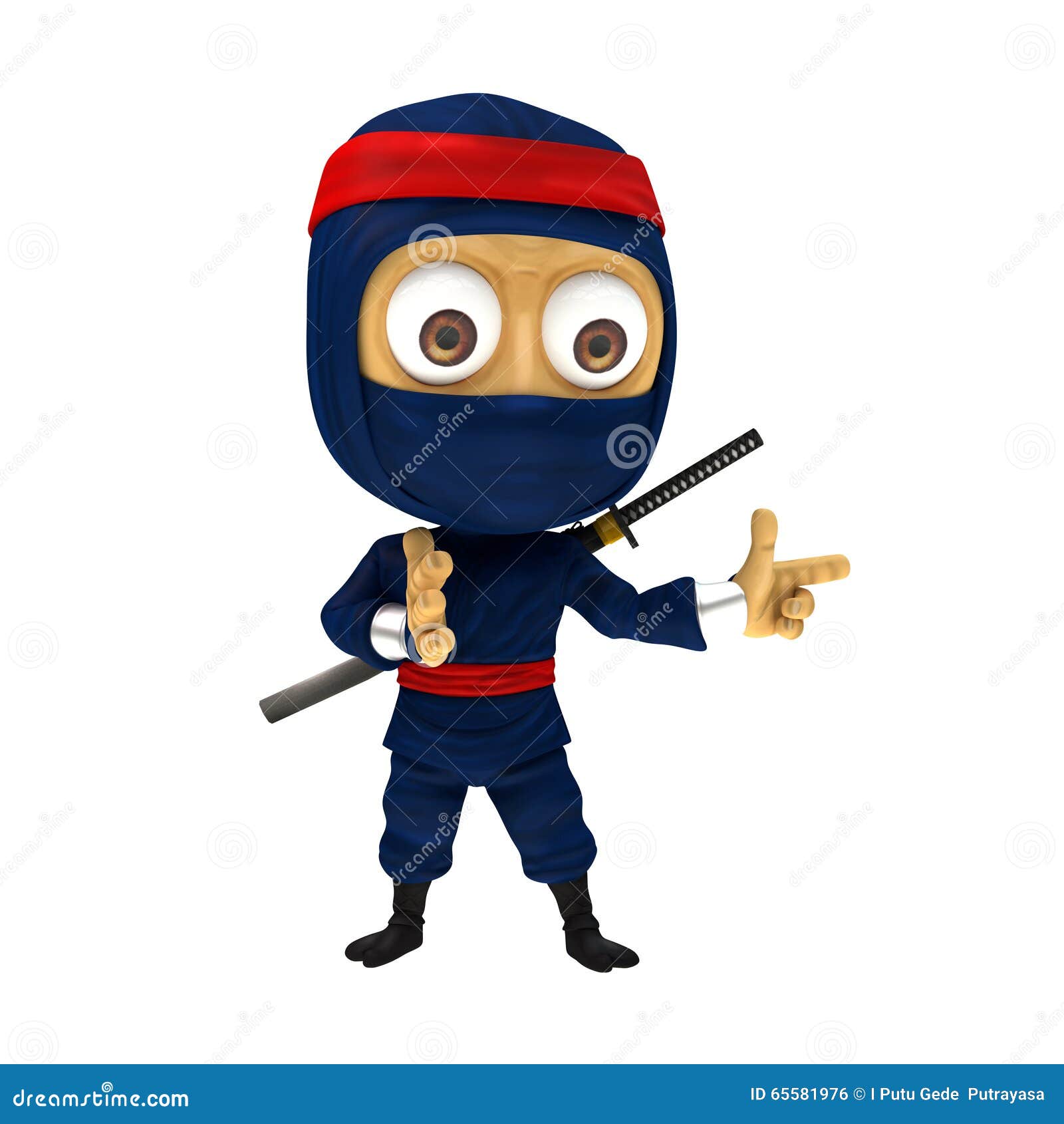 Blue ninja pose stock illustration. Illustration of martial - 65581976