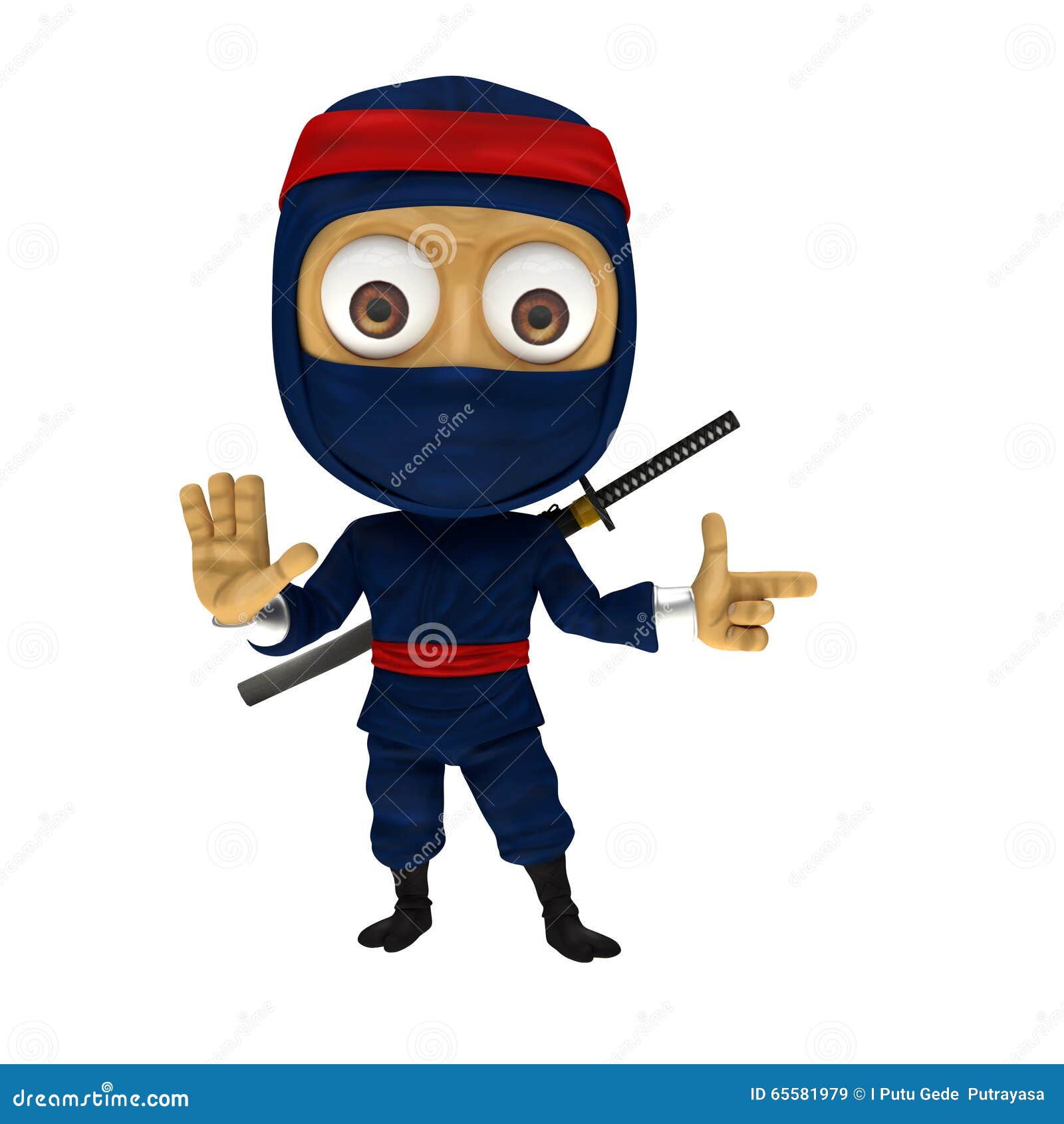 Blue ninja pose stock illustration. Illustration of asian - 65581979