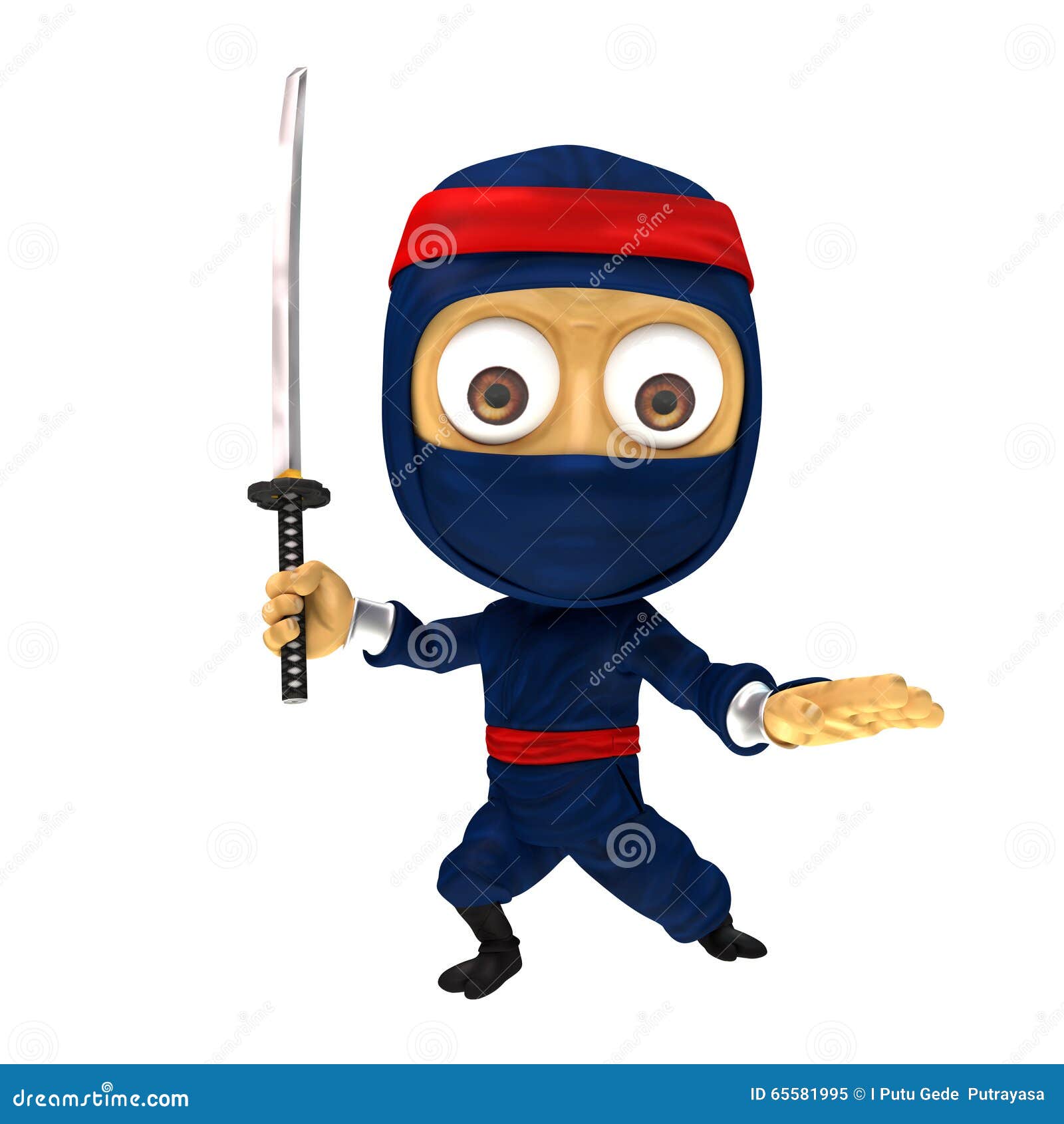 Blue ninja pose stock illustration. Illustration of culture - 65581995
