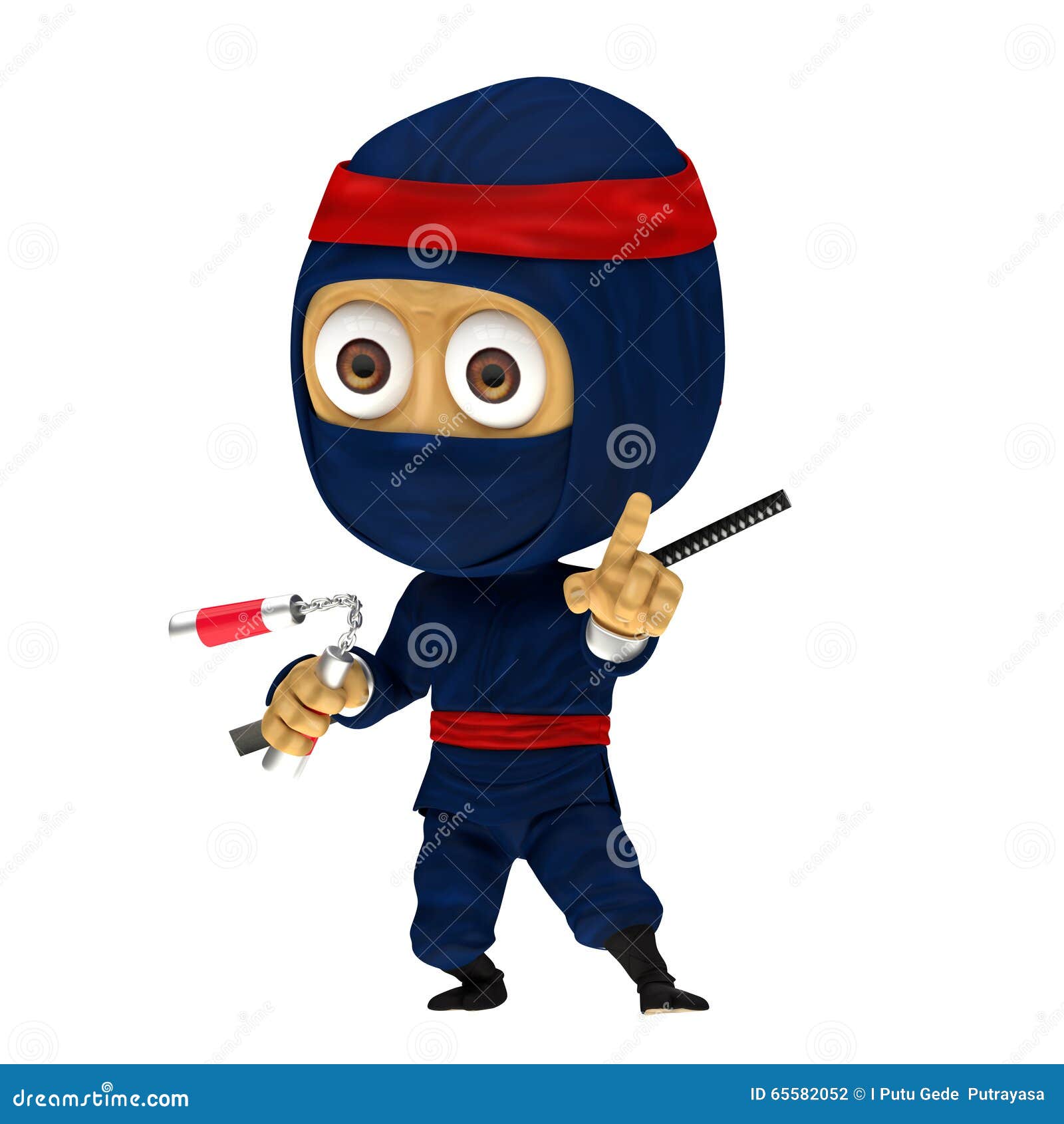 Blue ninja pose stock illustration. Illustration of black - 65582052
