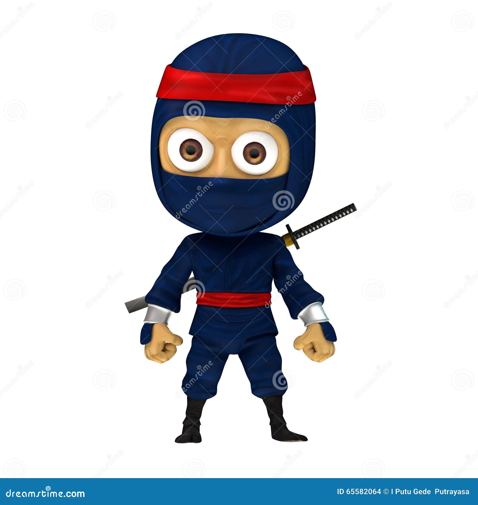 Blue ninja pose stock illustration. Illustration of blank - 65582064