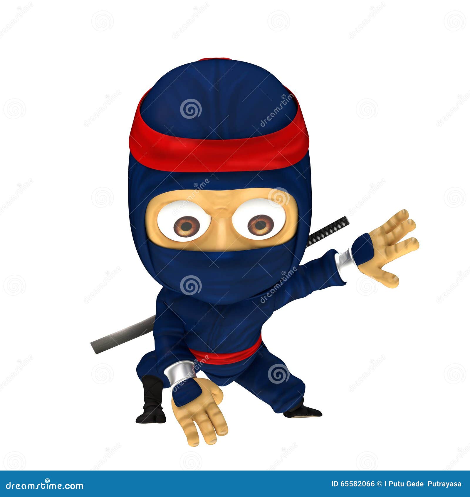 Blue ninja pose stock illustration. Illustration of ninja - 65582066