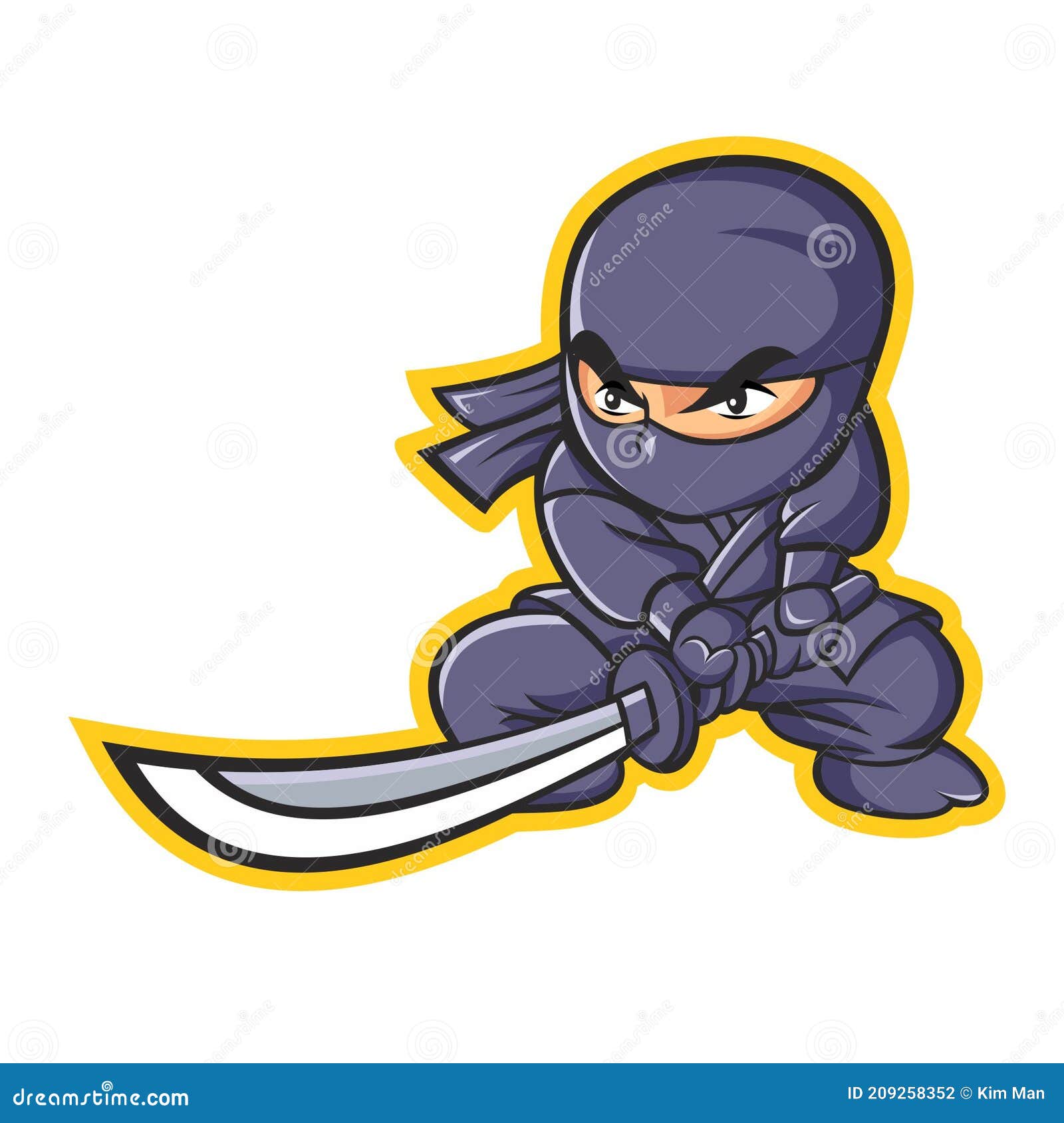 The Blue Ninja stock vector. Illustration of japan, brand - 209258352
