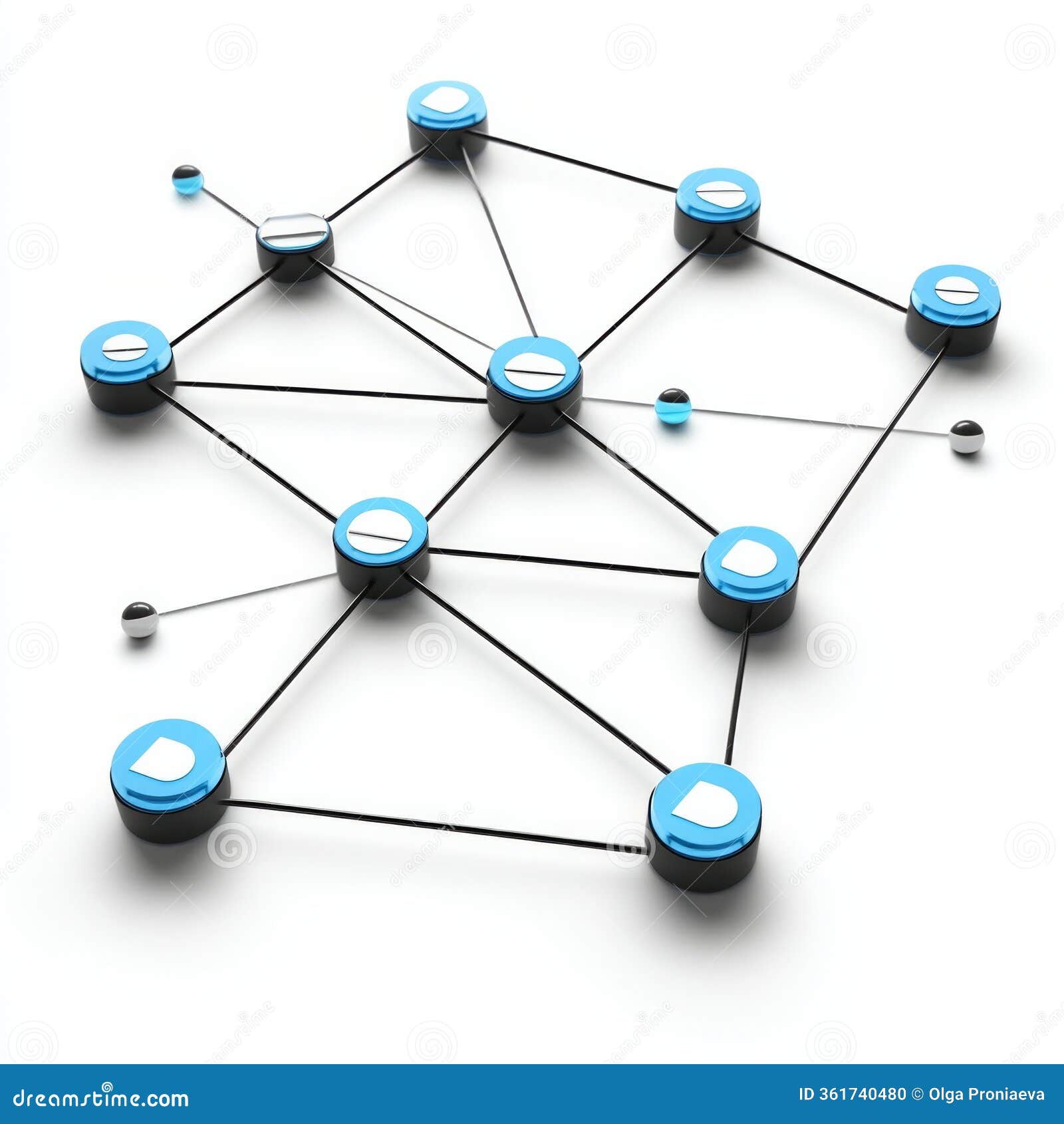 Blue Nodes and Black Connections in a Network Diagram Stock Photo ...