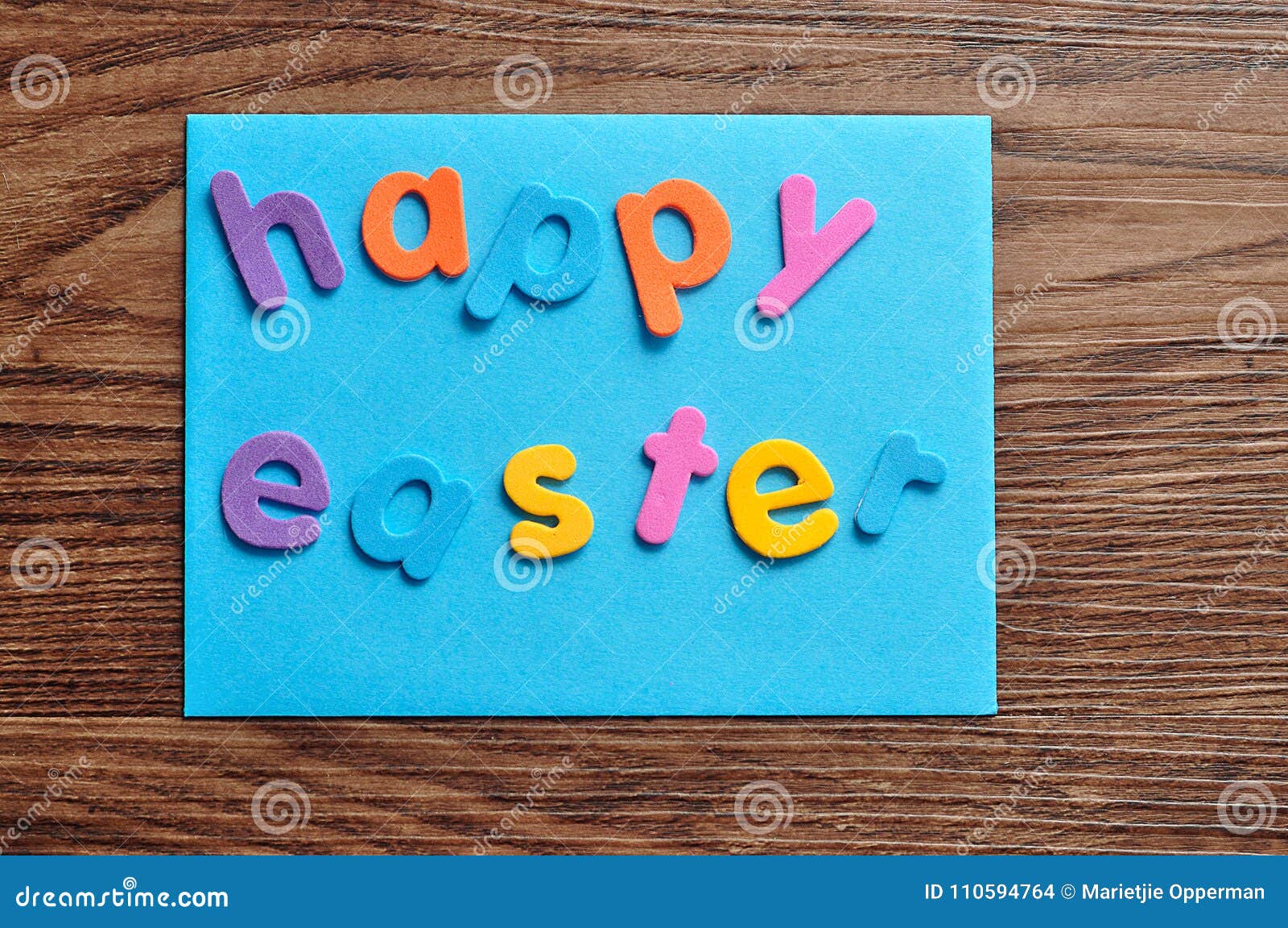 A Blue Note with the Words Happy Easter Stock Photo - Image of color ...