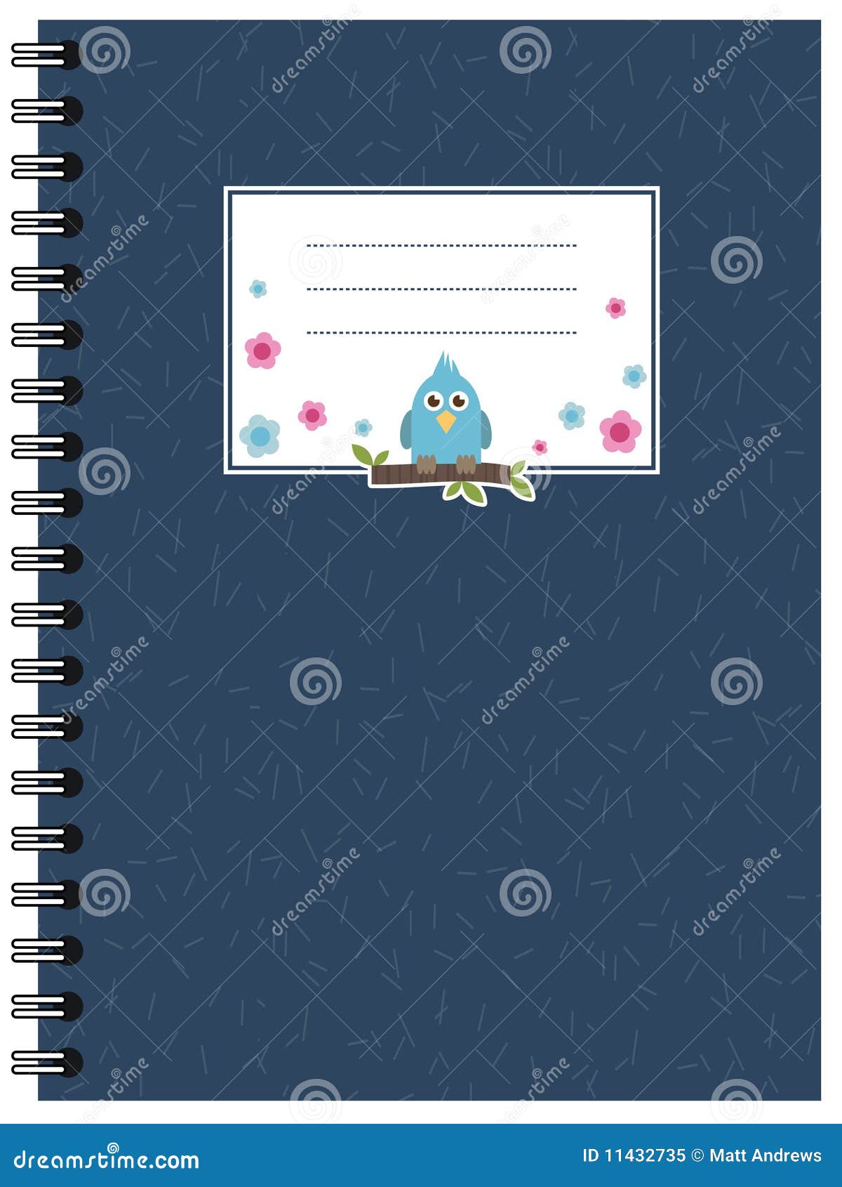 Blue notebook stock vector. Illustration of blue, space - 11432735