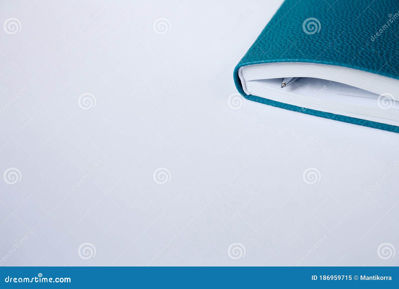 Blue Notebook, Diary or Book on Paper Background Stock Image - Image of ...