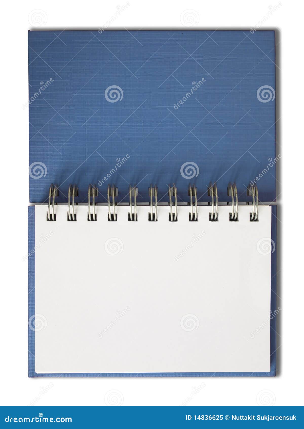 Blue Notebook Horizontal Single Blank Page Stock Image - Image of open ...