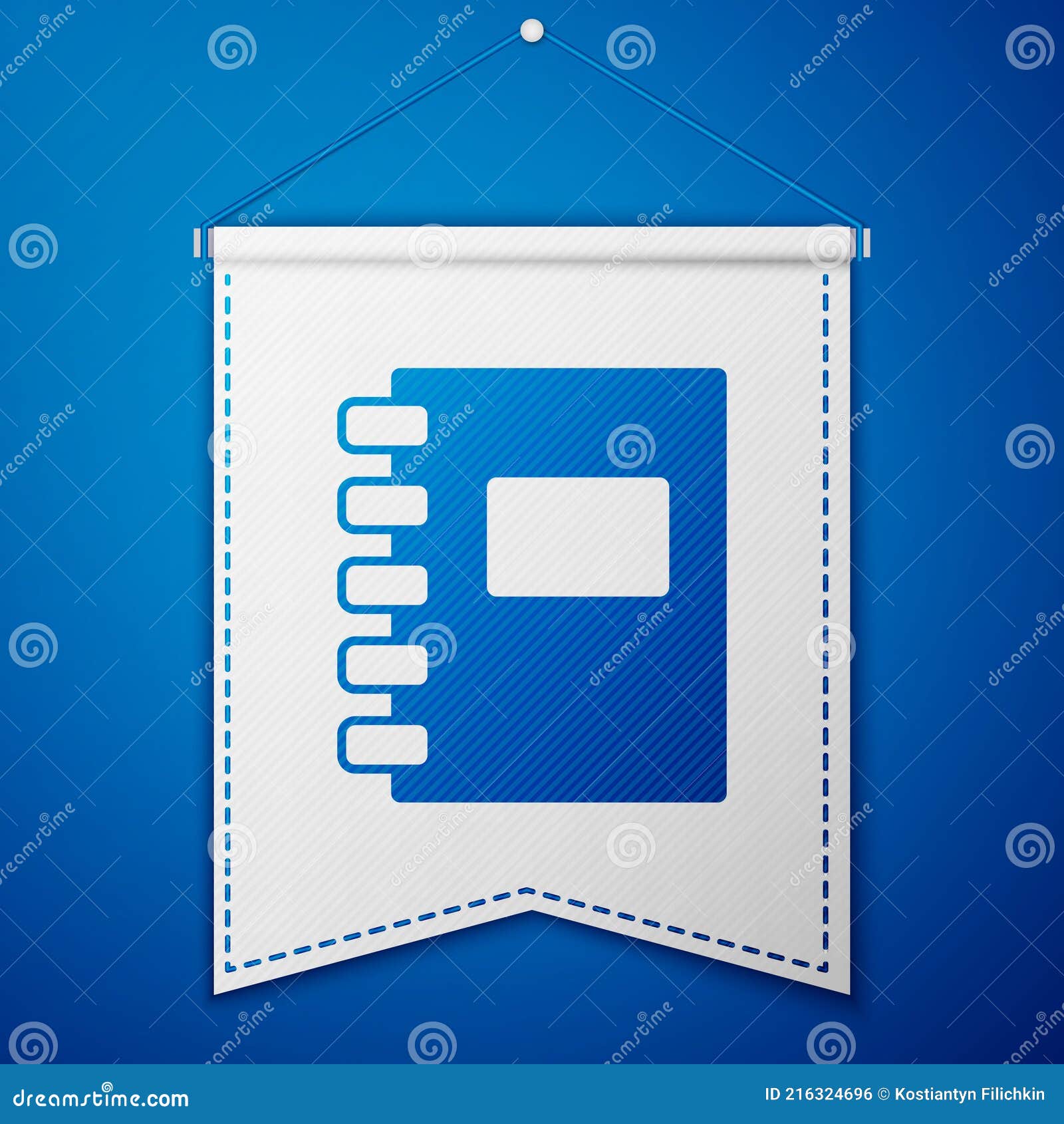 Blue Notebook Icon Isolated on Blue Background. Spiral Notepad Icon ...