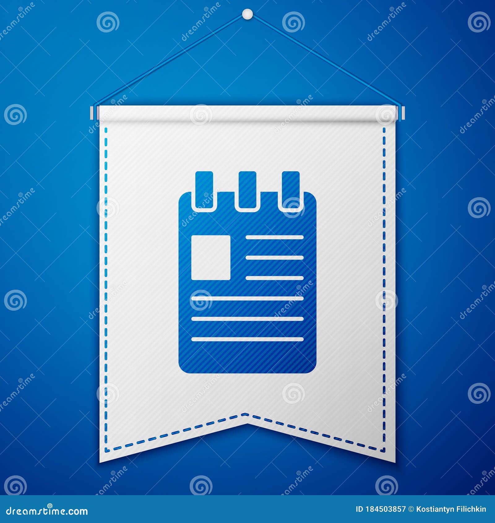 Blue Notebook Icon Isolated on Blue Background. Spiral Notepad Icon ...