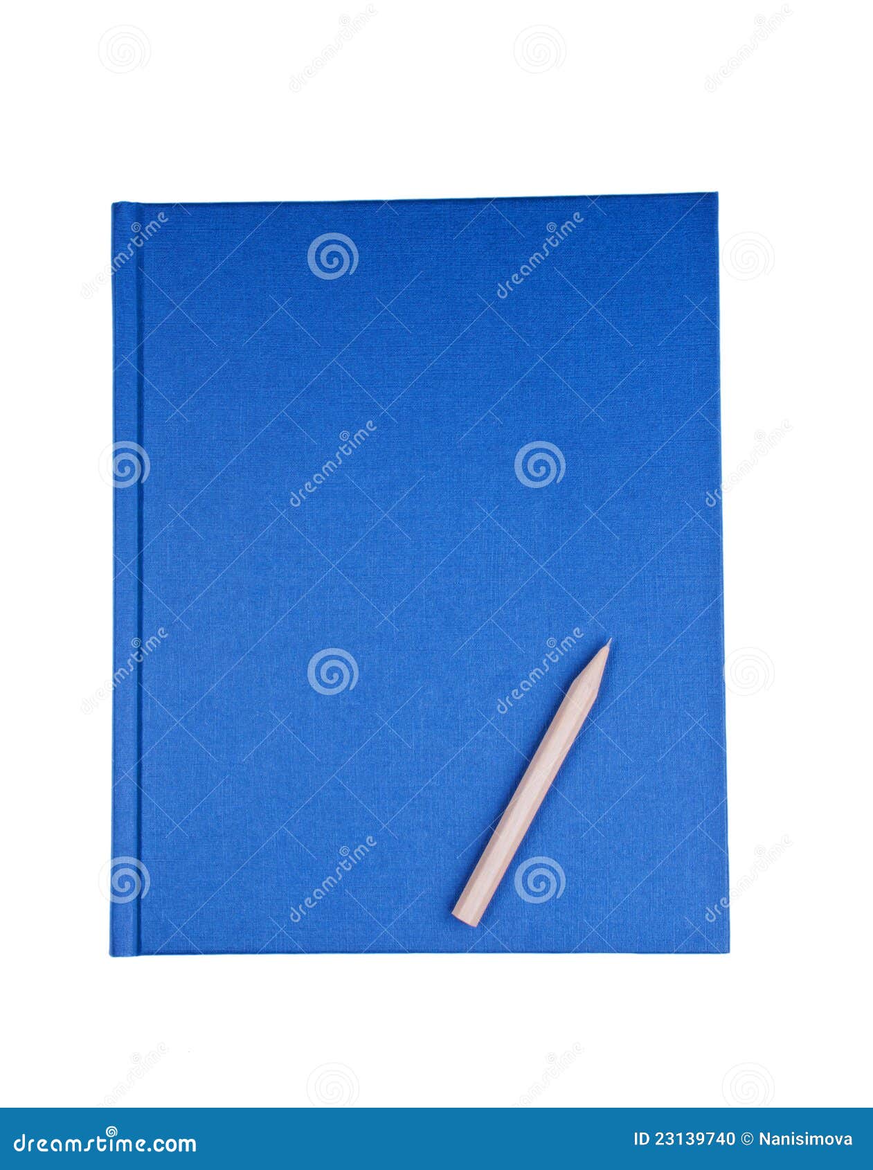 Blue Notebook With Pencil Isolated Stock Photo - Image of empty, paper ...
