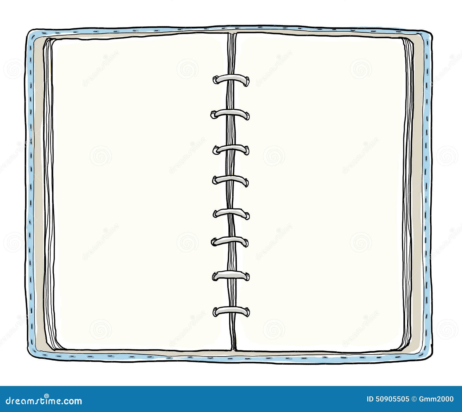 Blue Notebook Vintage Cute Hand Drawn Stock Illustration - Illustration ...