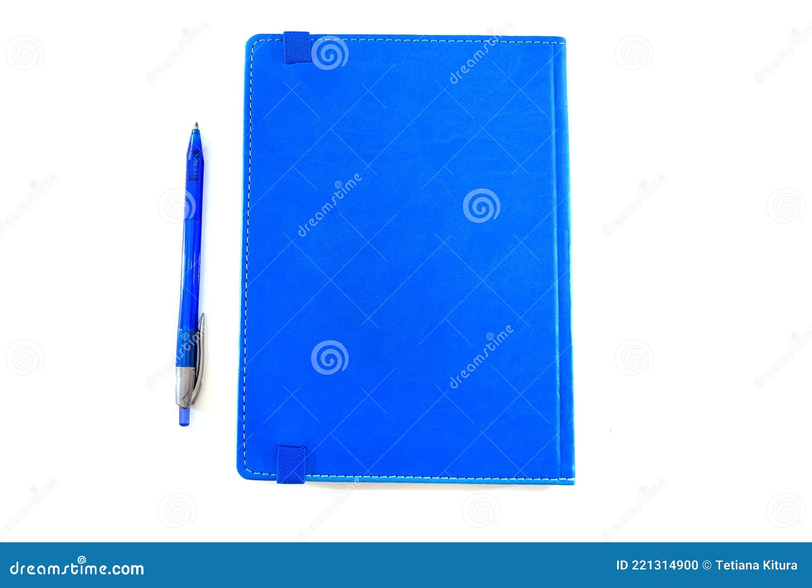 Blue Notepad and Blue Pen on a White Background Stock Photo - Image of ...