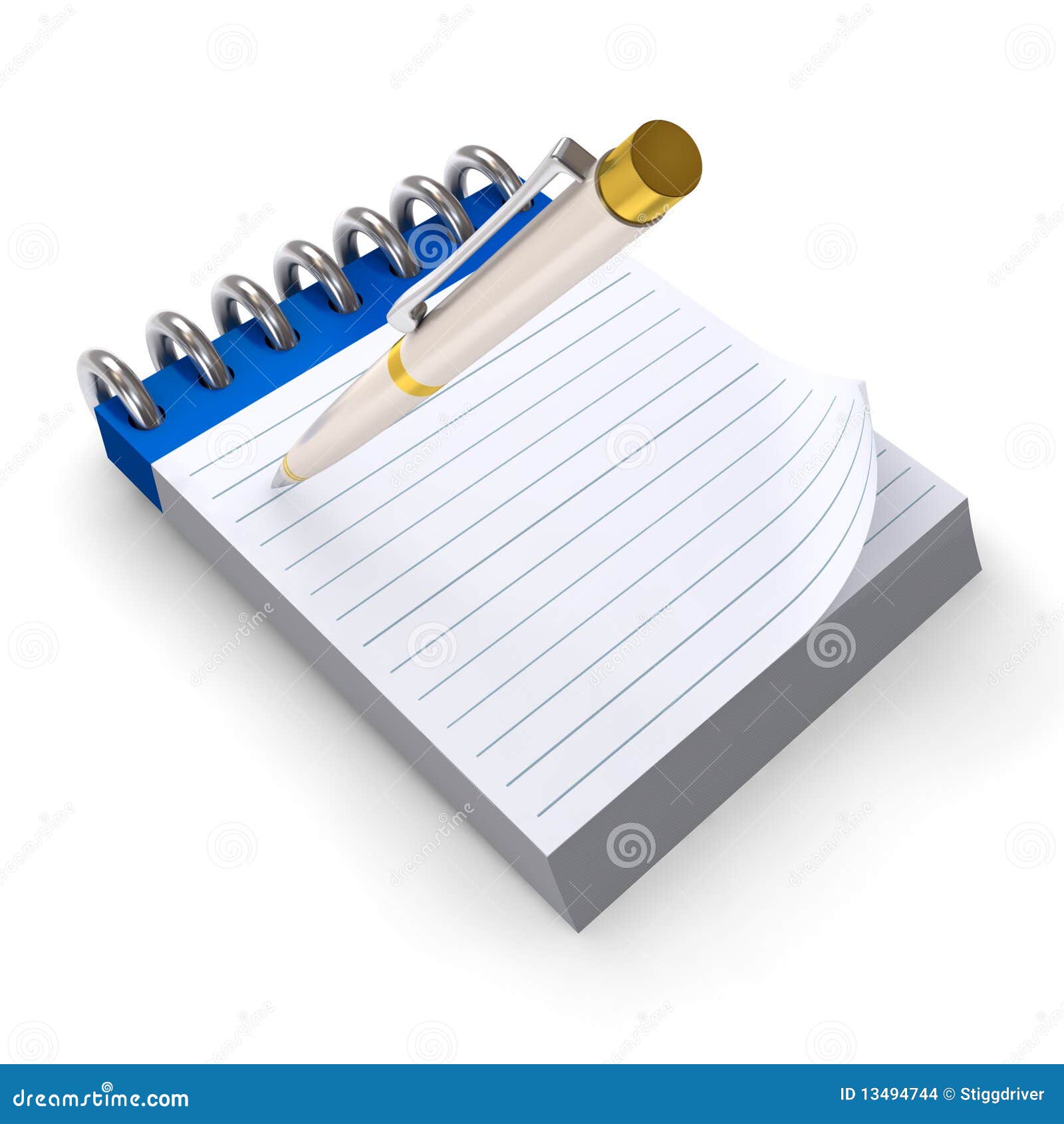 Blue Notepad and pen. stock illustration. Illustration of background ...
