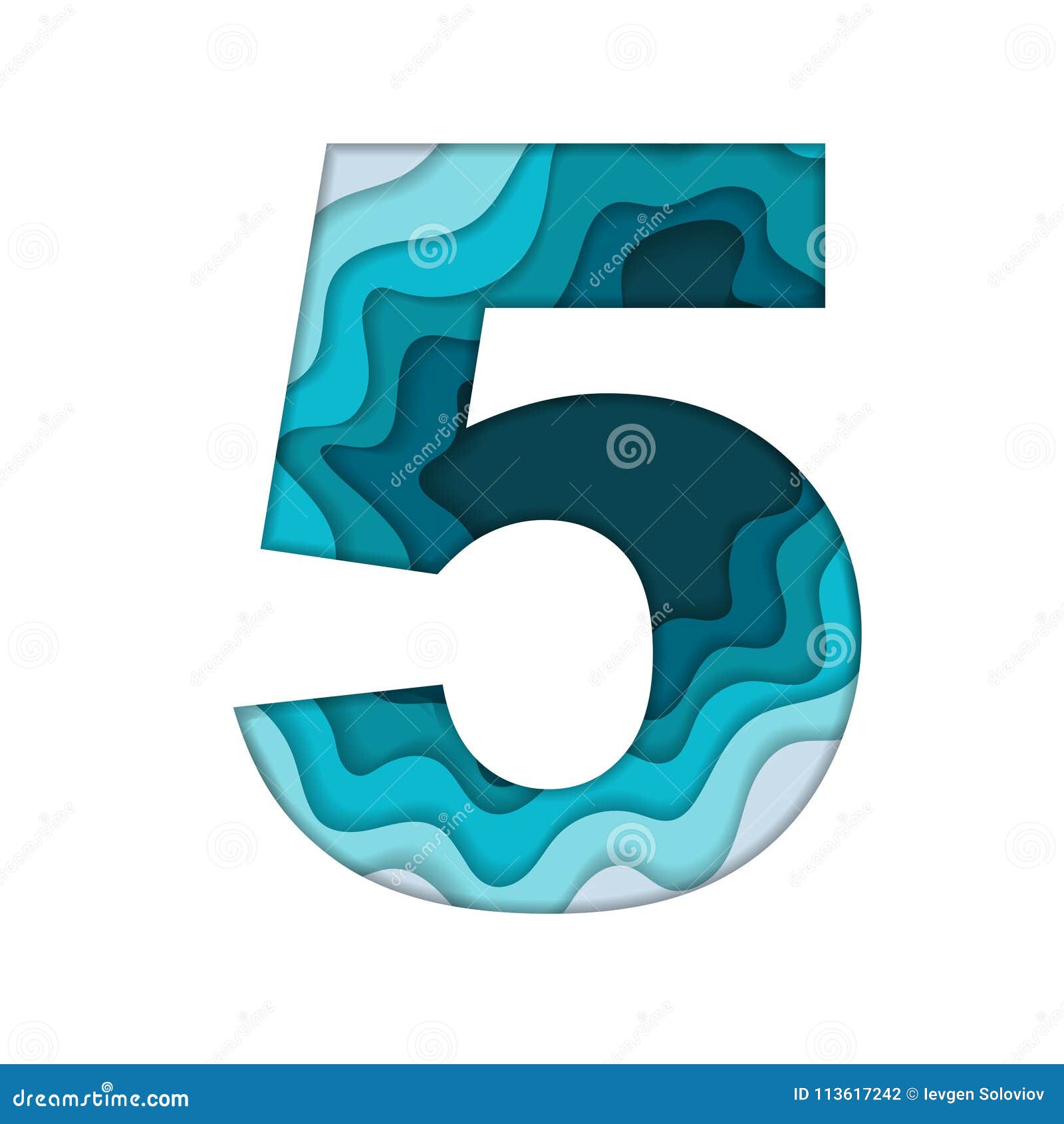 Blue number five stock vector. Illustration of alphabetical - 113617242