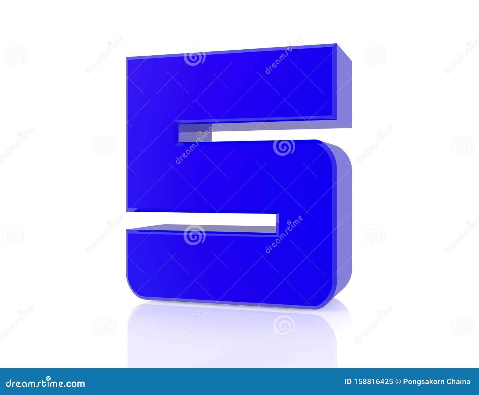 Blue Number 5 Isolated On White Background 3d Rendering Stock ...