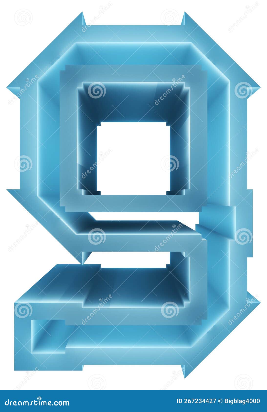 Blue Number Isolated on White Background.Rendered 3D Illustration ...