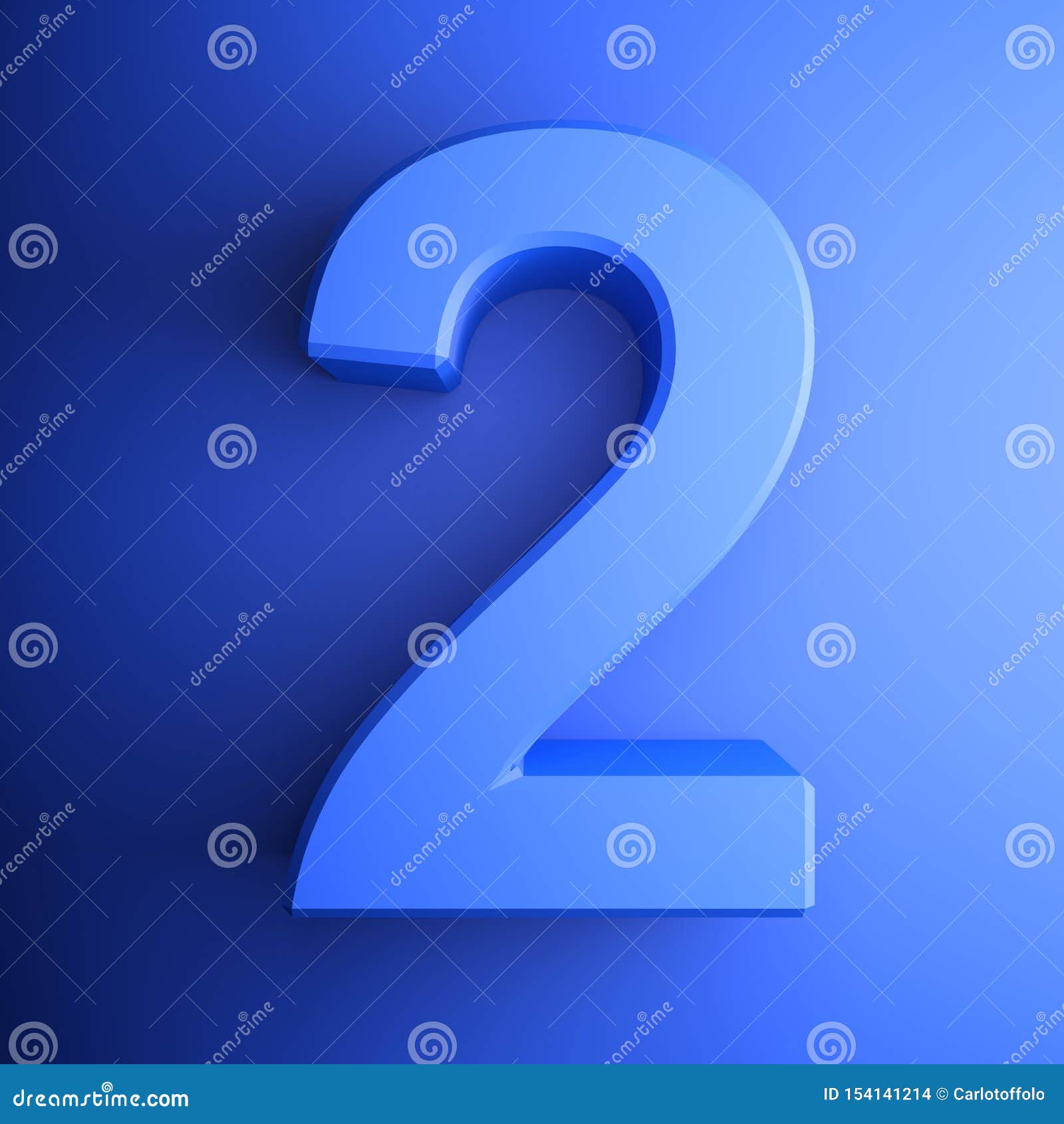 Blue Number 2 Square Icon - 3D Rendering Illustration Stock ...