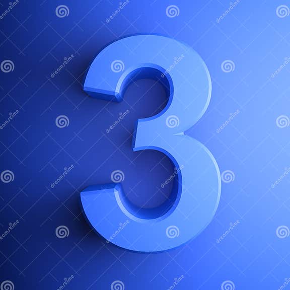 Blue Number 3 Square Icon - 3D Rendering Illustration Stock ...